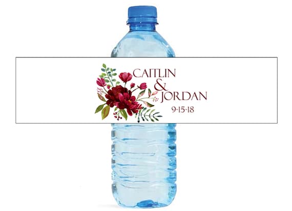 Red Wine Colored Flower with White Background Wedding Water | Etsy