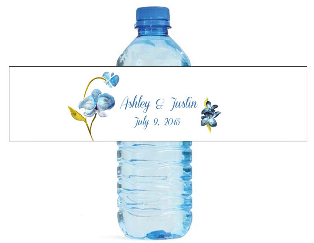 Orchid Label Floral Wedding Anniversary Water Bottle Labels ...