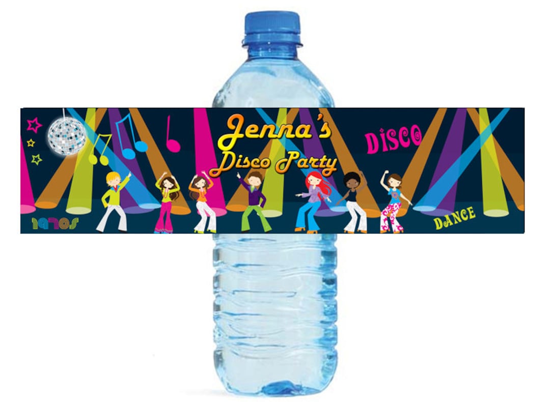 Disco Party Birthday Water Bottle Labels Great for Weddings Anniversary ...