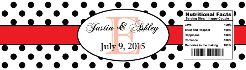 Polka Dot Red Monogram Water Bottle Labels Great for - Etsy