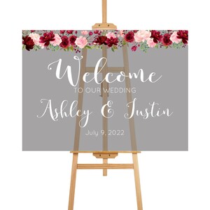 Blush & Burgandy Themed Welcome Sign Great for Wedding Receptions ...