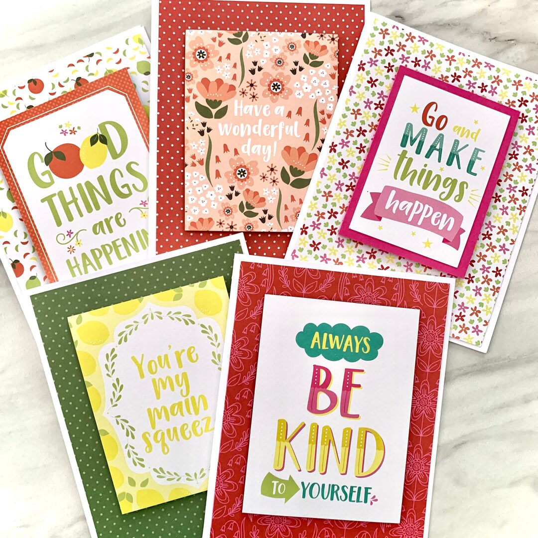 Positive Message Encouragement Cards. Set of 5, Any Occasion Greeting ...