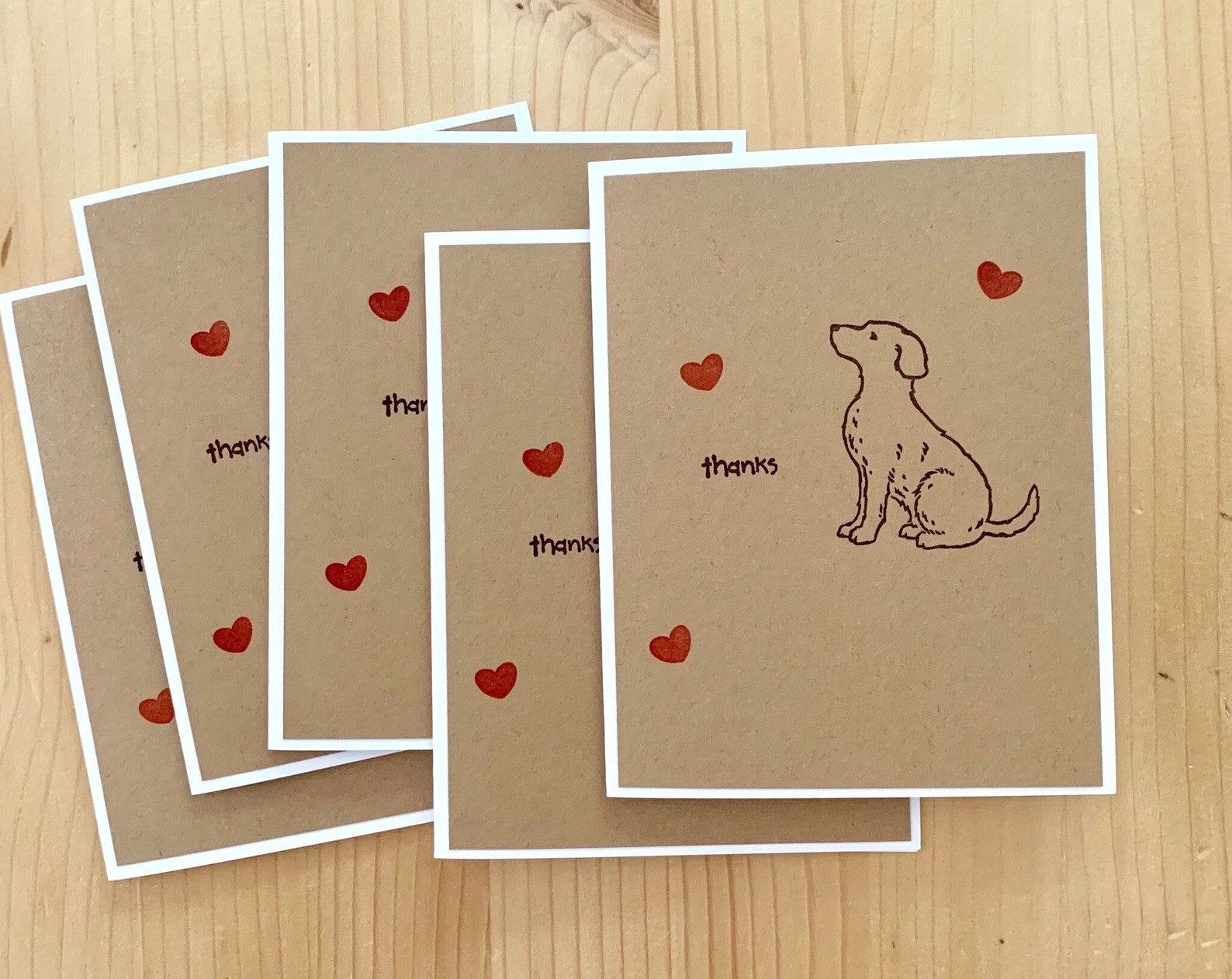 Dog Thank You Cards. Kraft Card Set with Dog Theme. | Etsy