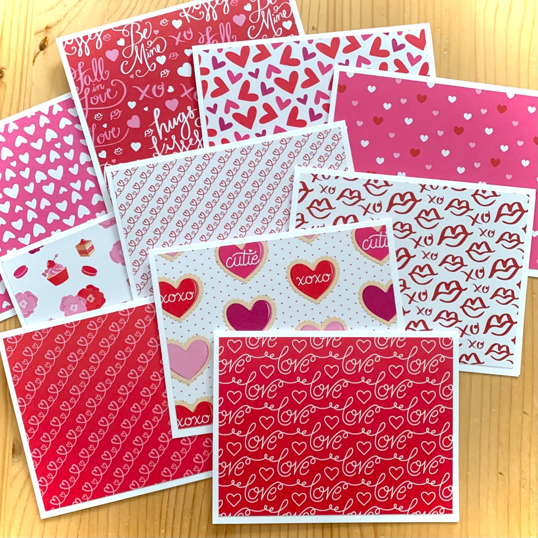 Valentine Cards. Set of 10 Assorted Designs of Blank Valentine Note ...
