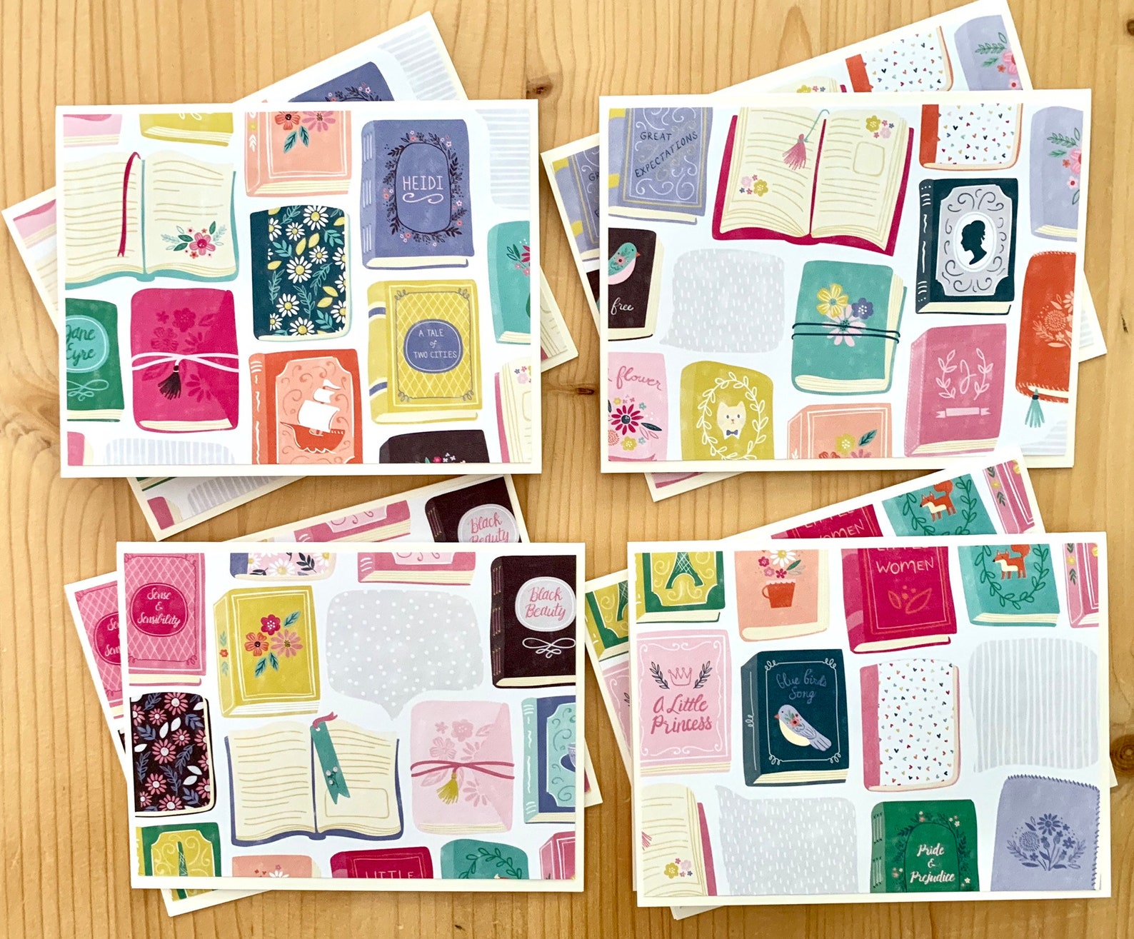 Library Note Card Set. 12 Book Note Cards. Book Lover Gift. | Etsy