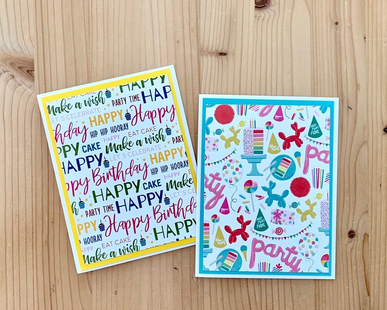 10 Handmade Birthday Cards. Blank Happy Birthday Greeting | Etsy