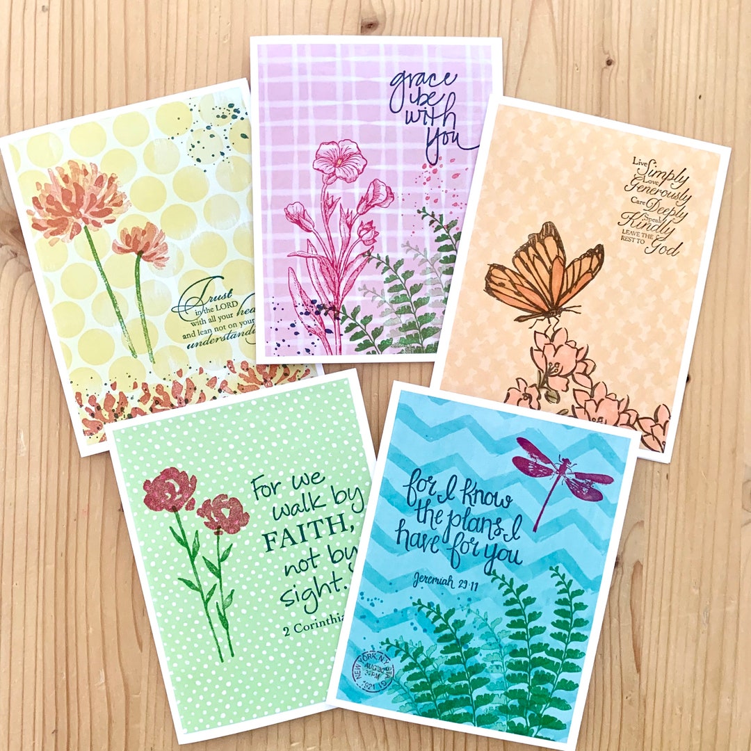 Christian Cards, Assorted Bible Verses. Handmade Greeting Cards, Set of ...