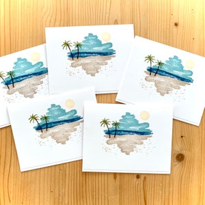 Blank Beach Cards, Handmade Set of 5. Beach Vacation Note Cards - Etsy