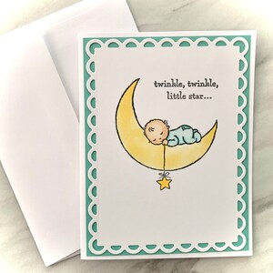 Handmade Baby Card With Moon and Stars. Select Your Color or a Set of 3 ...