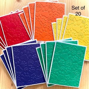 Paw Print Cards. Embossed Pet Note Card Set, Rainbow Colors for Dogs ...