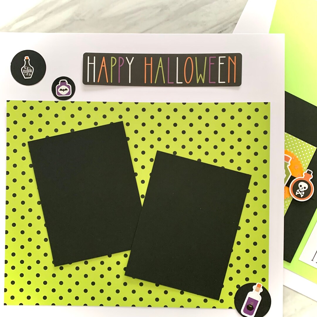 Halloween Scrapbook Page Double Layout. 12x12 Inches. DIY or Fully ...
