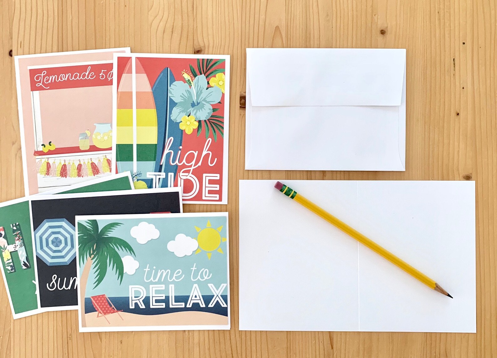 Summer Cards Set of 5. Assortment of Summer Themed Cards. | Etsy