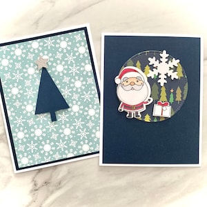 Blue Christmas Cards, Handmade Set of 8. Blank Winter and Holiday ...