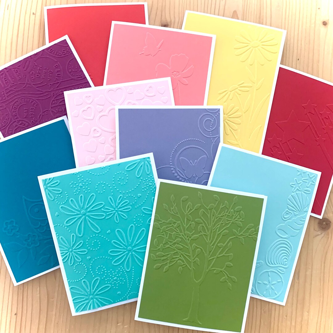 11 Embossed Note Cards, Assortment of Designs and Colors - Etsy