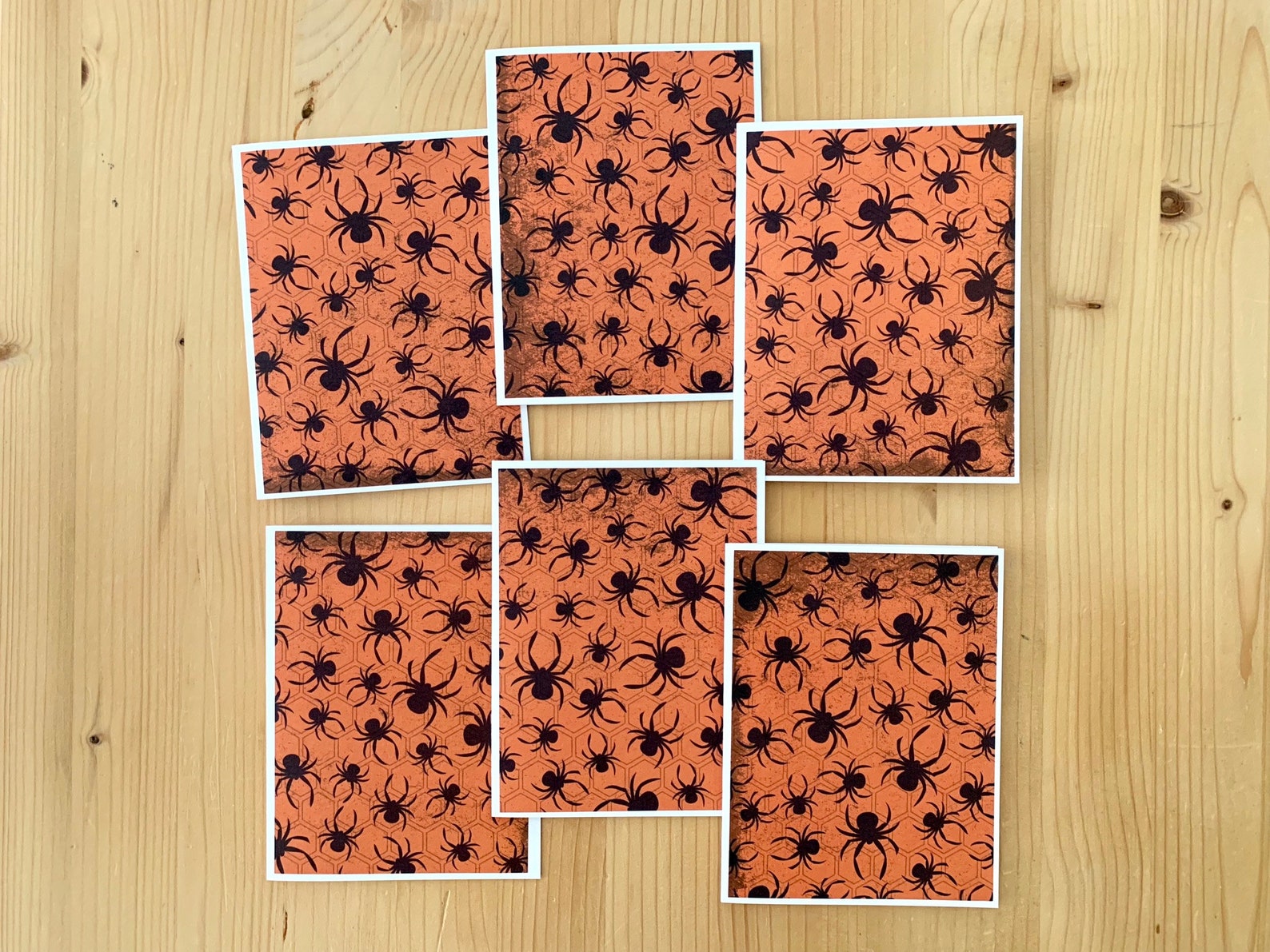 Halloween Spider Cards. Set of 6 Spider Note Cards. Orange - Etsy