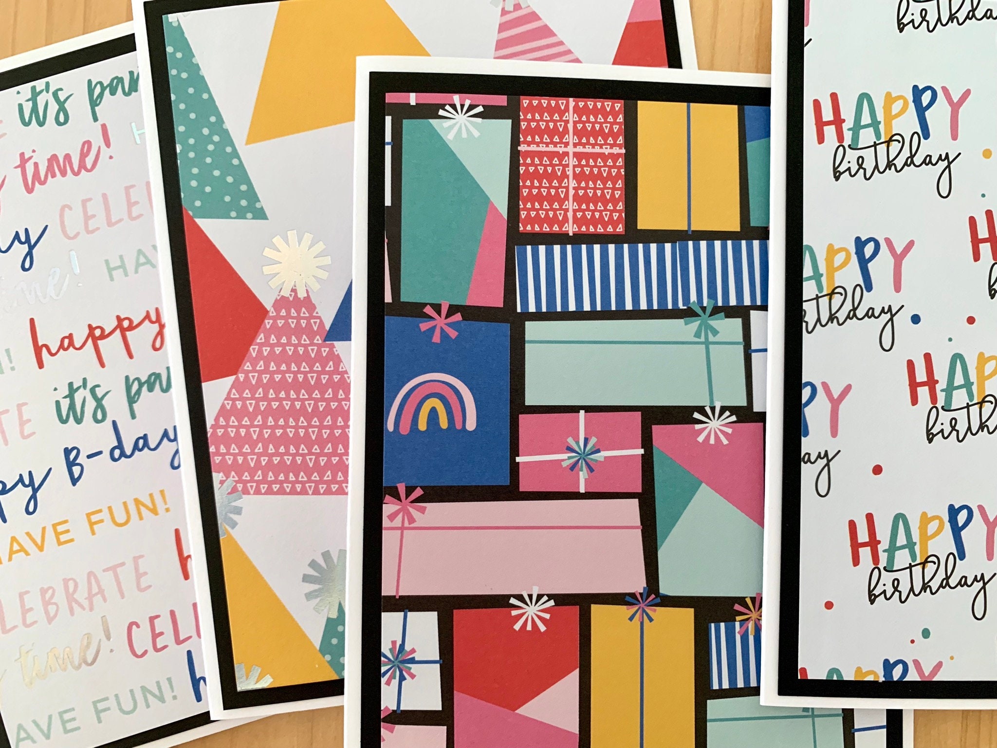 Happy Birthday Card Set. 4ct Blank Cards for Birthdays | Etsy