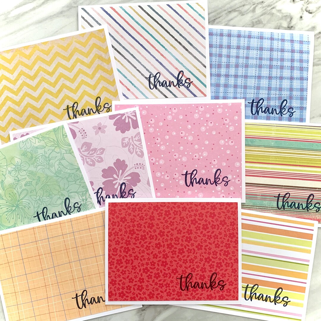 Handmade Thank You Cards, Set of 10: Assorted Patterns - Etsy