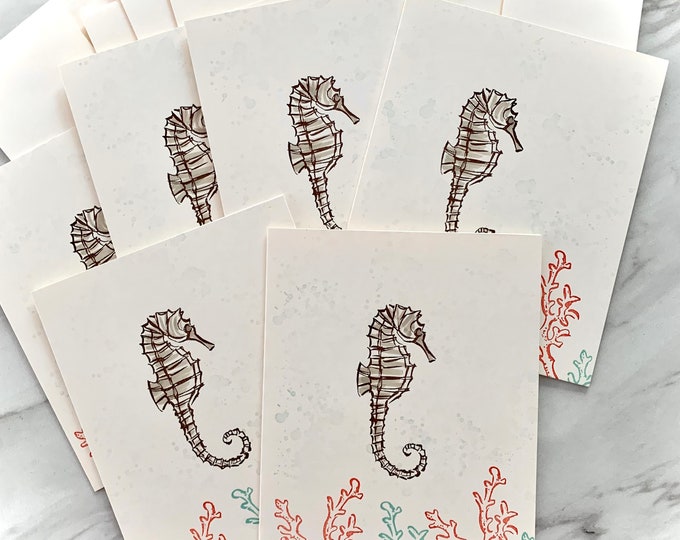 Seahorse Cards. Set of 6, Blank Note Cards. Ocean Gift - Etsy