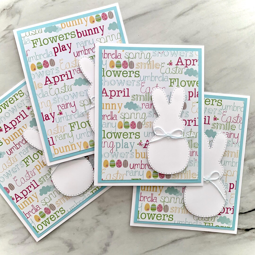 Easter Bunny Cards. April Cards, Handmade Spring Cards. Set of 4 - Etsy