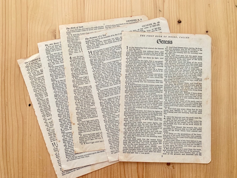 Vintage Bible Pages. Set of 20 Old Book Pages From Bibles. | Etsy
