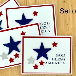Patriotic Greeting Cards. God Bless America. Single Card or Set of 4 ...