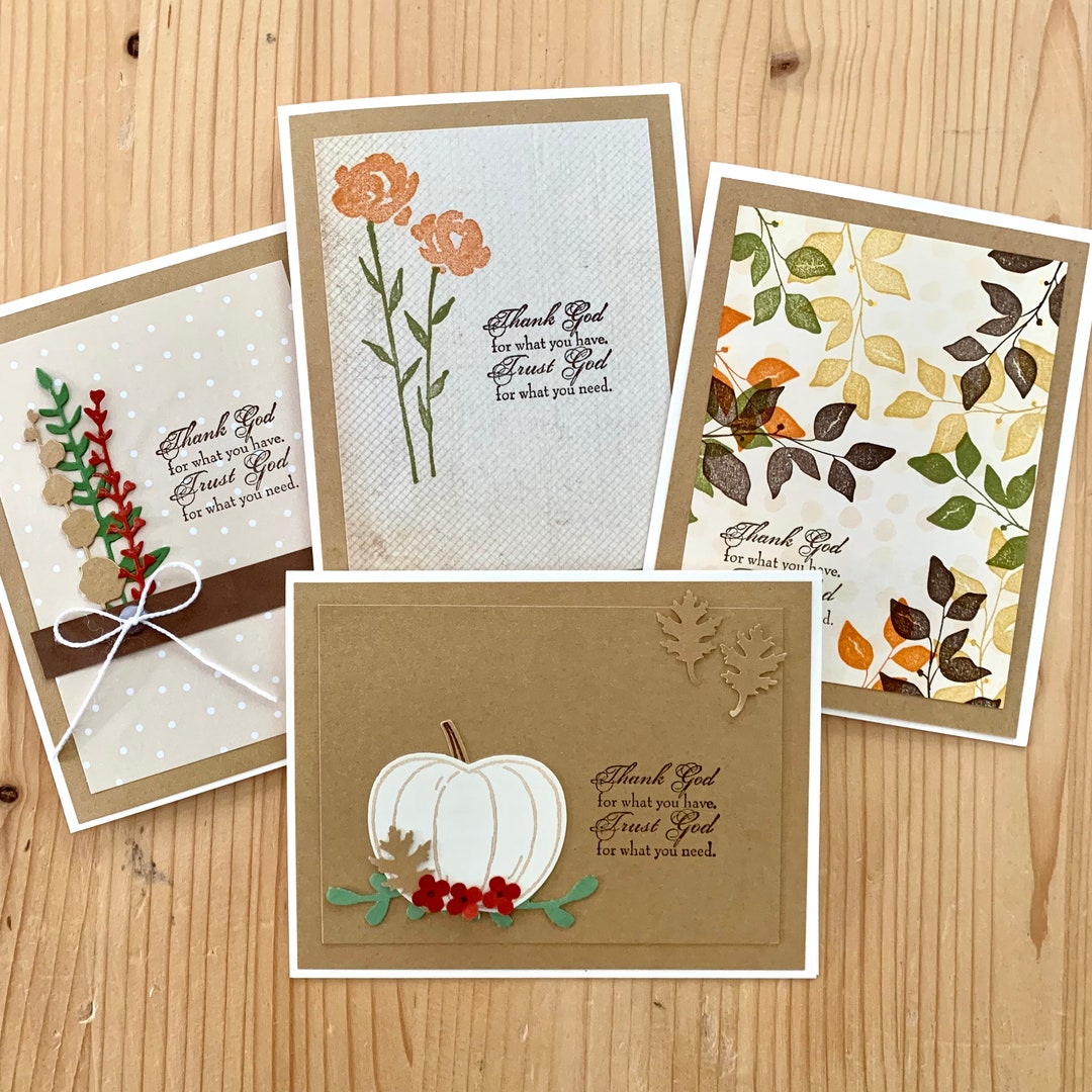 Religious Thanksgiving Cards Assortment Set of 4. Thank God Greeting ...