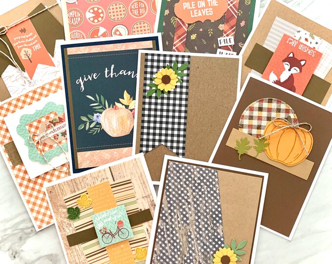 10 Handmade Thanksgiving and Fall Greeting Cards, Variety Pack - Etsy