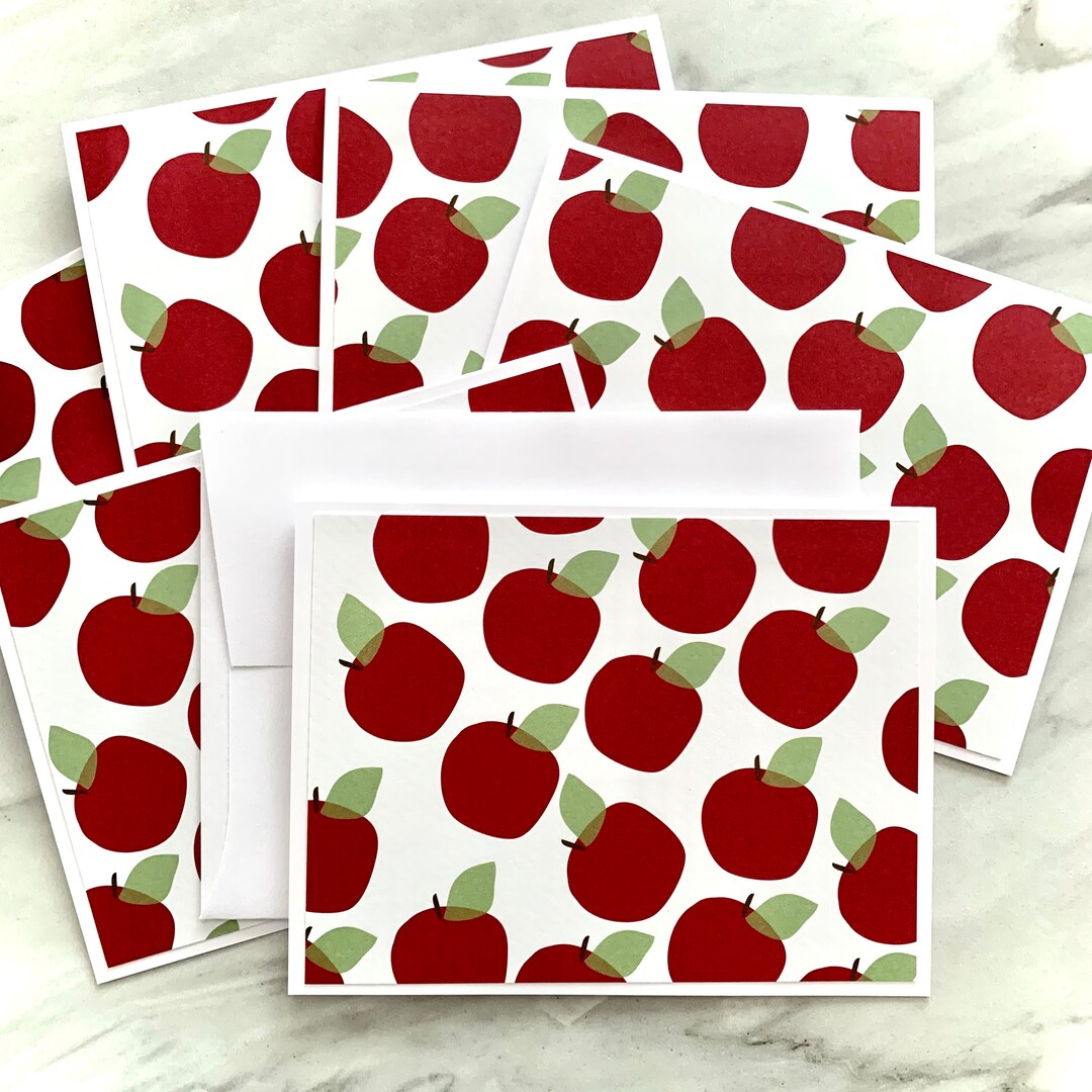 Apple Thank You Cards: Set of 6 or 12. Teacher Appreciation Gift - Etsy