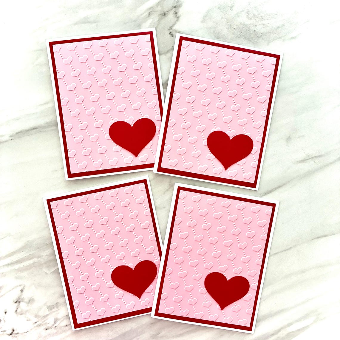 Pink Embossed Heart Cards for Valentine's Day. Set of 4 or 12 - Etsy