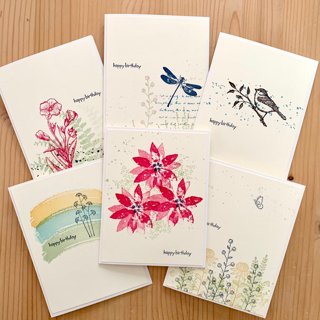 Happy Birthday Greeting Cards, Assortment of 6 Nature Designs - Etsy
