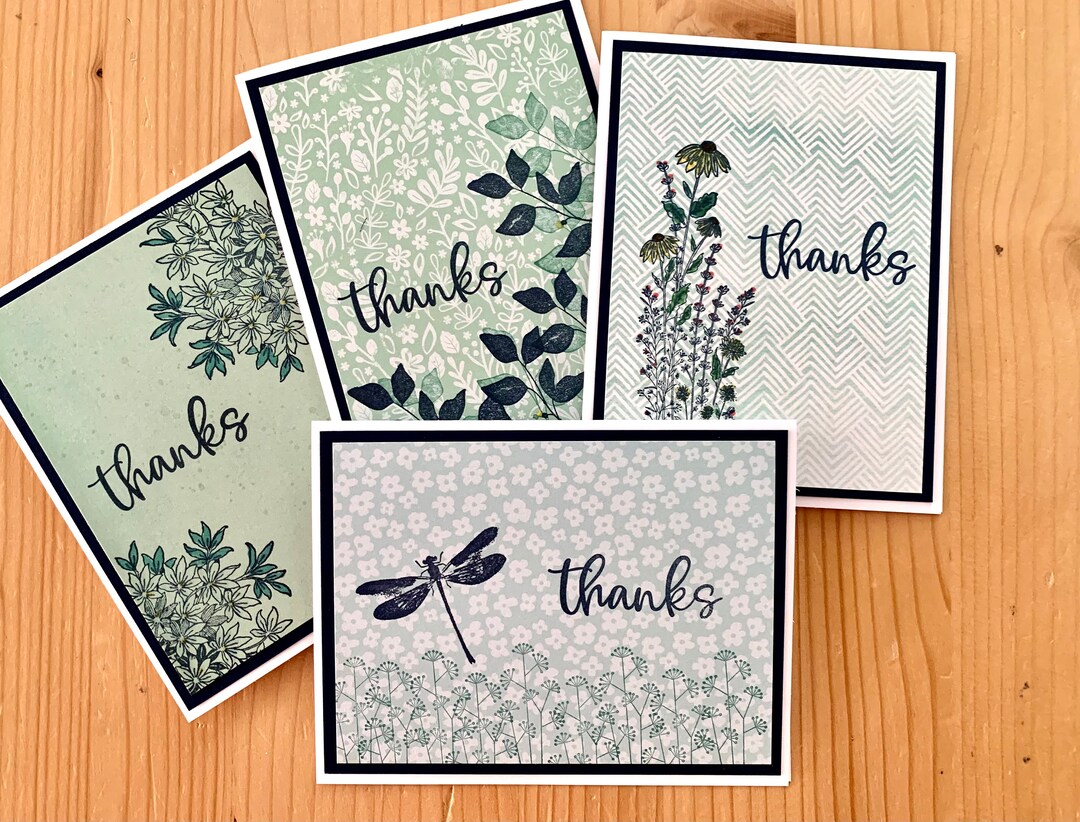 Handmade Thank You Cards Set of 4 Assorted Designs - Etsy