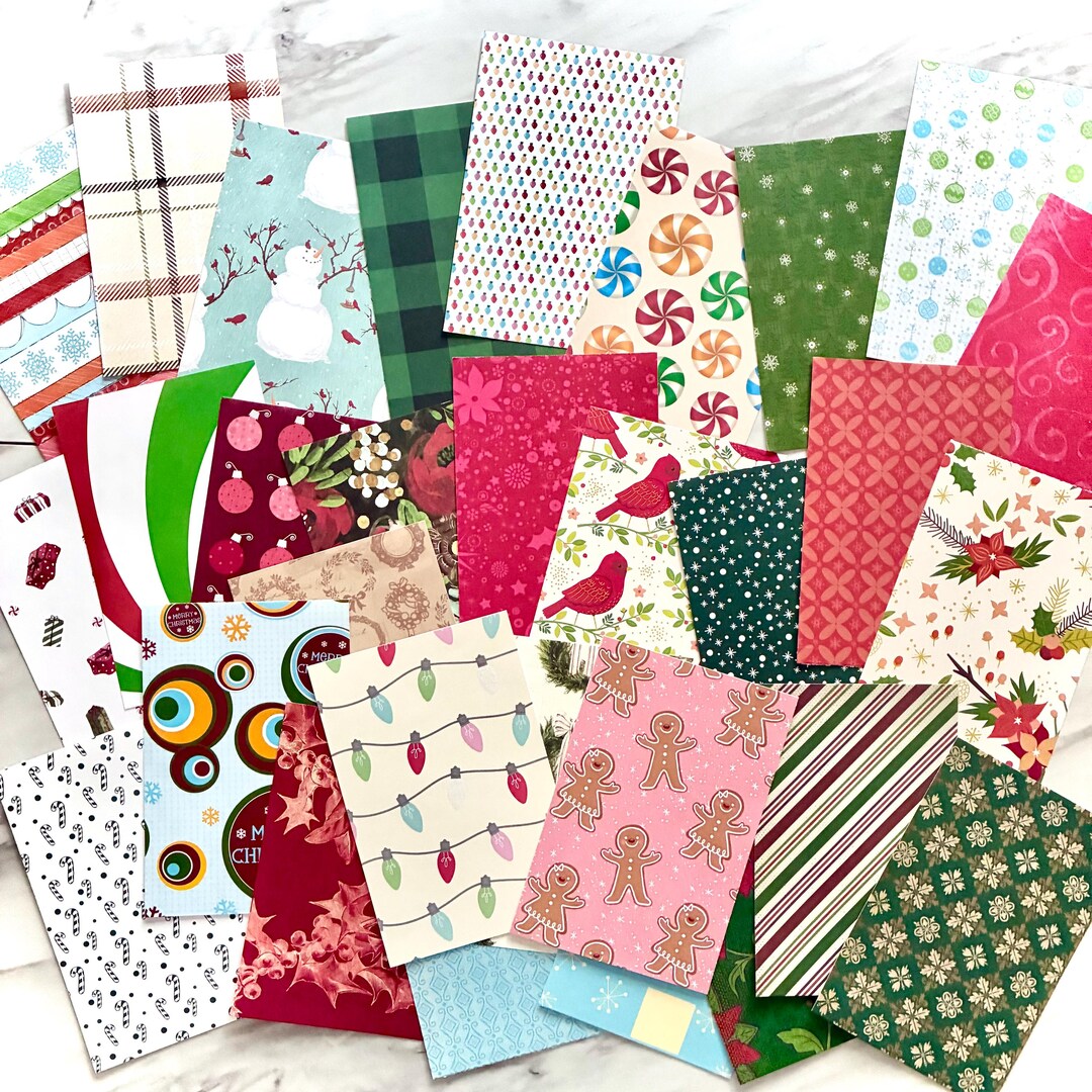 Christmas Paper Sampler Pack. 30 Pieces Pre-cut Scrapbook Papers. Size ...