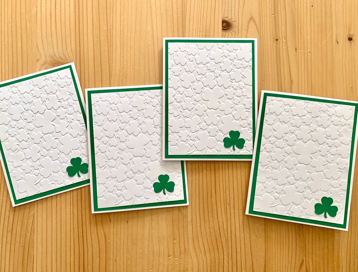 St. Patrick's Day Card Set. Embossed Clover Cards. Single - Etsy