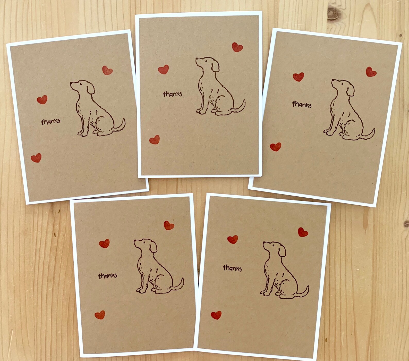 Dog Thank You Cards. Kraft Card Set With Dog Theme. - Etsy