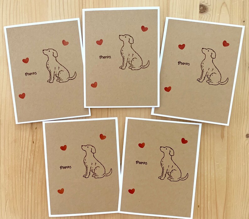 Dog Thank You Cards. Kraft Card Set With Dog Theme. - Etsy