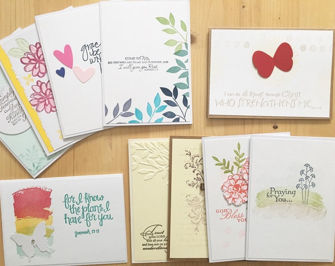 10 Handmade Christian Greeting Cards. Assortment Set of Blank Religious ...