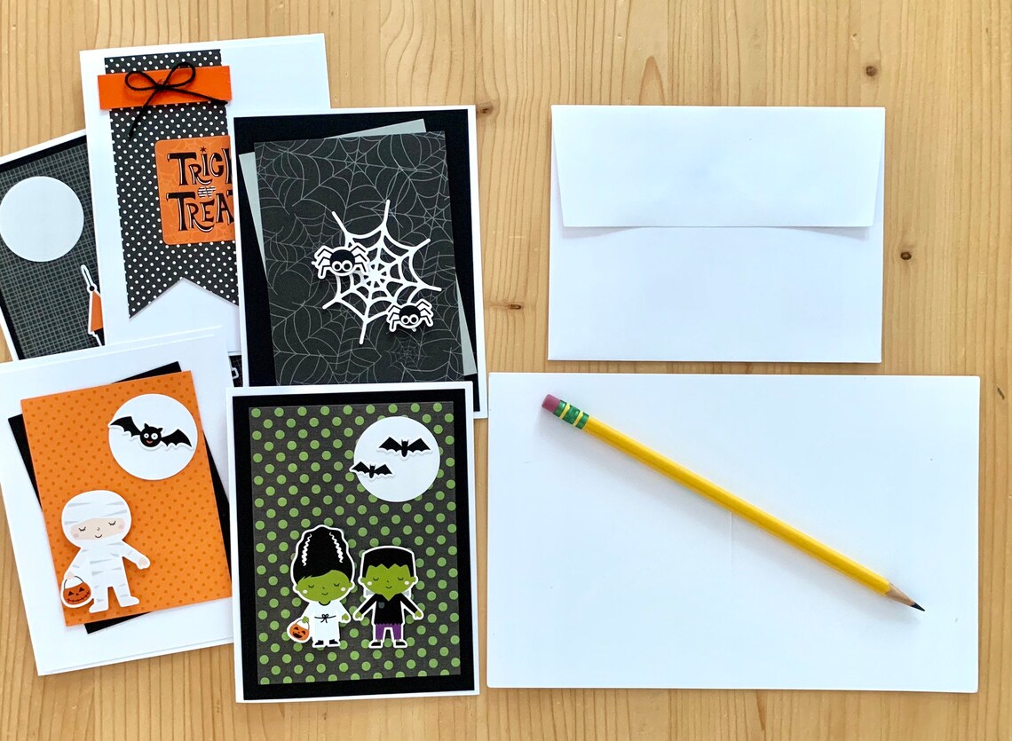 Handmade Halloween Cards Set of 5. Haunted House Mummy - Etsy
