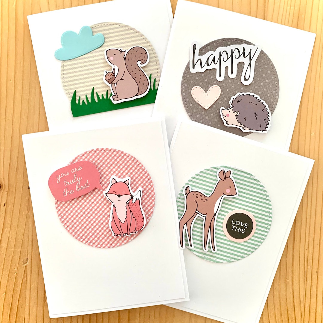 Woodland Animal Card Set of 4. Handmade Card Set. - Etsy