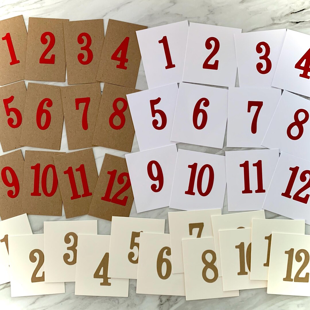 12 Days of Christmas Countdown Numbers. Advent Calendar, Mini Cards ...