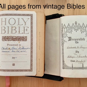 Vintage Bible Pages. Set of 20, Old Book Pages From Bibles. Ephemera ...