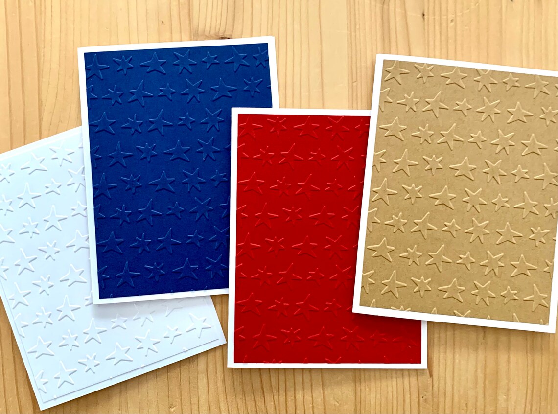Embossed Star Card Set: Patriotic Red, White, and Blue Note Cards - Etsy