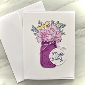 Thanks a Bunch, Flower Bouquet Greeting Card Set. Handmade Thank You ...