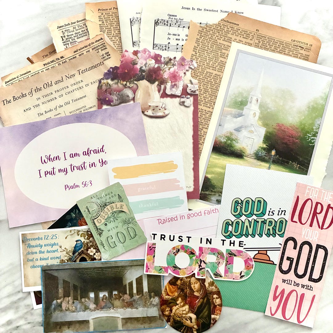 Christian Ephemera for Bible Journaling. 60 Pieces. Vintage Bible Pages ...