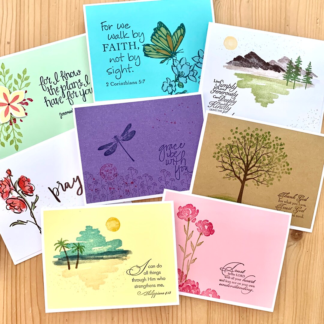 8ct Christian Bible Verse Cards. Handmade Religious Cards, Assortment ...
