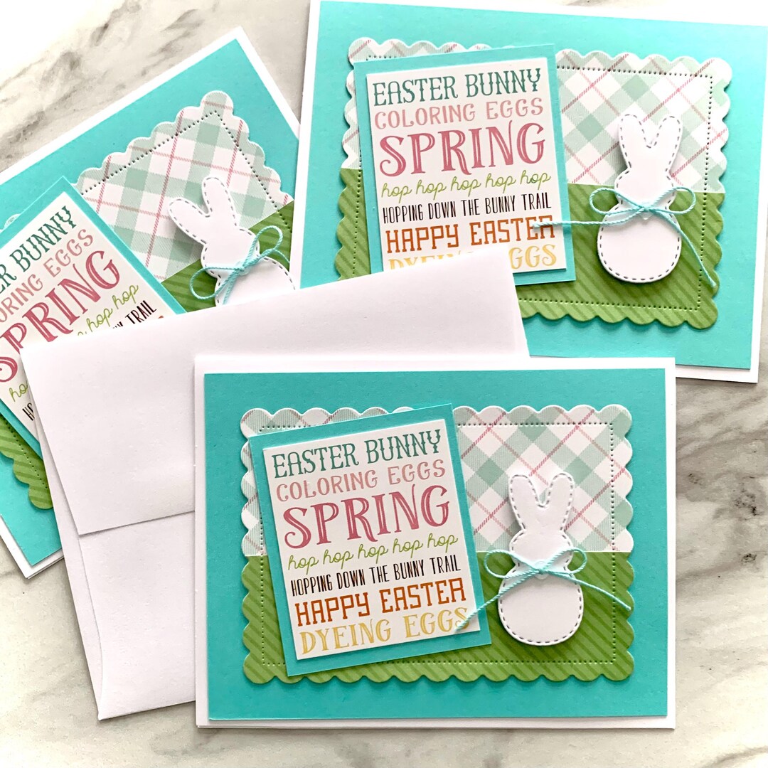 Handmade Easter Card With Bunny. Set of 3 - Etsy