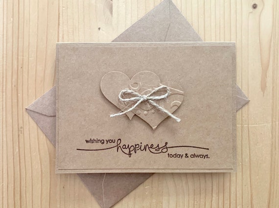 Hearts Wedding Card. Rustic Wedding Card. Handmade Kraft | Etsy