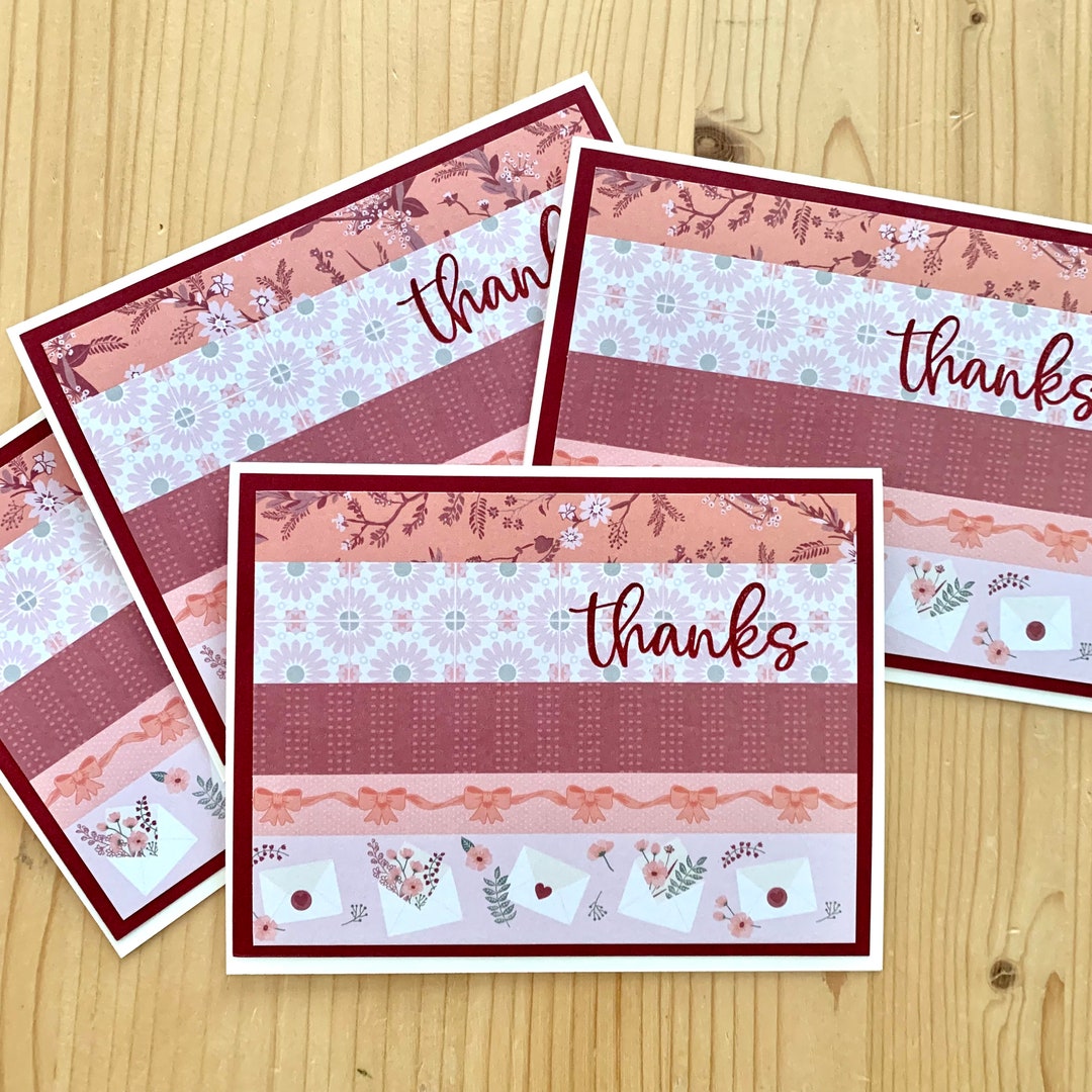 Thank You Note Cards. Set of 4 Mail Themed Thanks Cards - Etsy