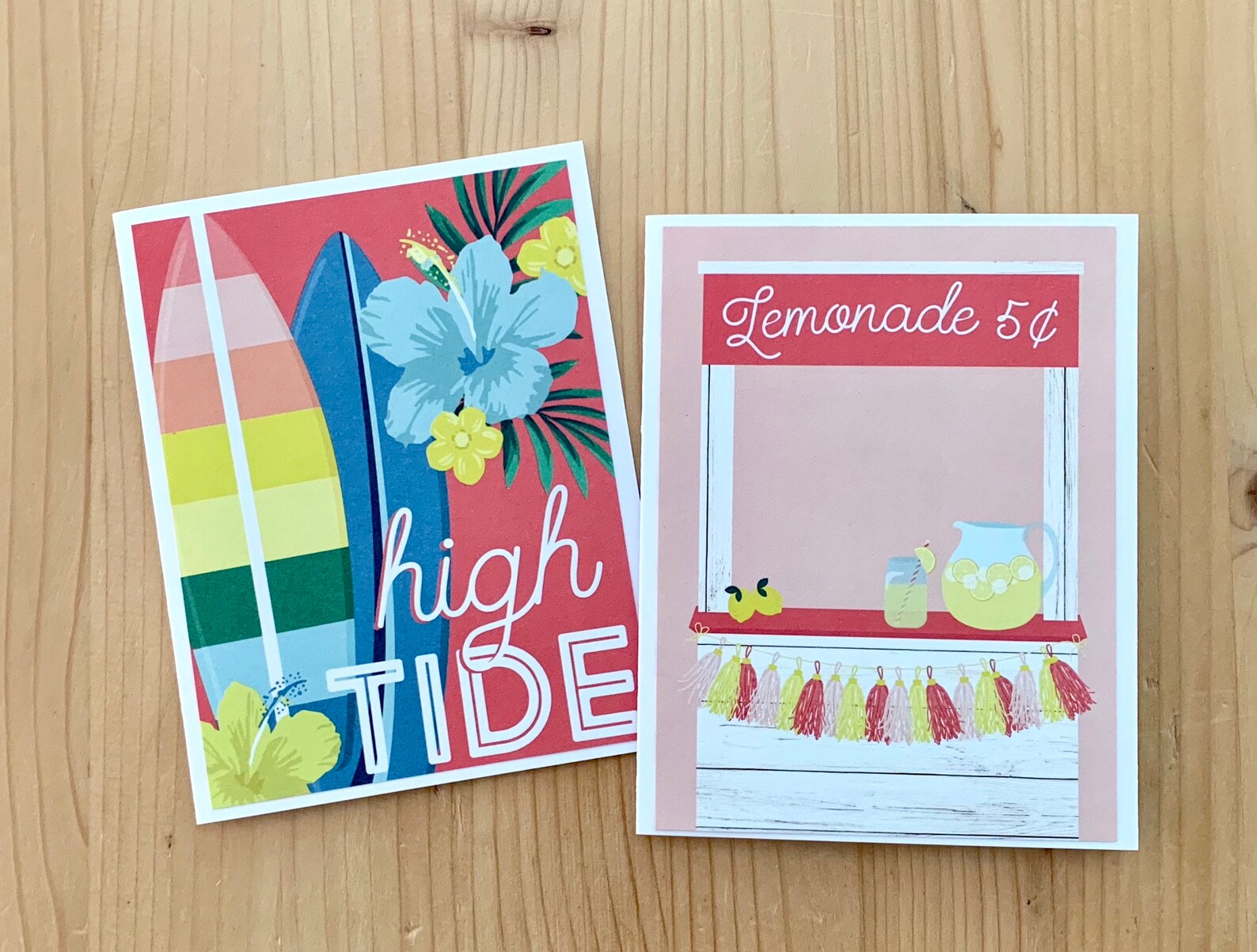 Summer Cards Set of 5. Assortment of Summer Themed Cards. | Etsy