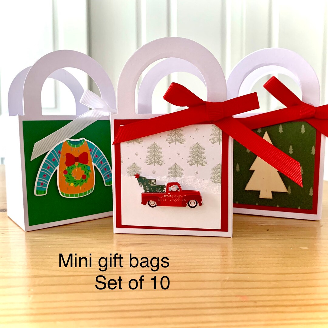 10 Christmas Gift Bags. Mini Size for Gift Card Holders. Goodie Bags ...
