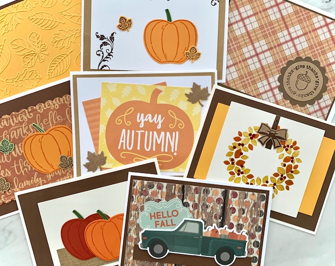 8 Handmade Greeting Cards for Fall and Thanksgiving. Assorted Designs ...